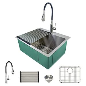 Transolid LSA3-252212-BS 25-in x 22-in Dual-Mount Laundry/Utility Sink Kit in Brushed Stainless