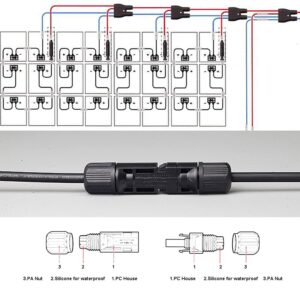 BAYM Solar Panel Y Branch 2 to 1 MMF + FFM Cable Connector Parallel Solar Wire Connector Y-Type Y3 Coupler Combiner(1 Pair)