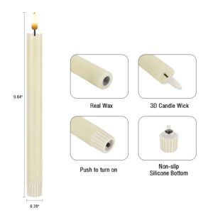 JOIONE Flameless Taper Candles with Remote Timer, 9.6" Ivory Real Wax Flickering Battery Operated Candles, Warm Light Electric LED Candles, Fake Candles for Christmas Party Wedding Decoration (6 Pack)