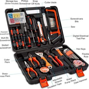 100-Piece Tool Set, OUZRS Home Repair Tool Set Household Hand Tool Kit For DIY and Quick Repairs, with Plastic Toolbox Storage Case