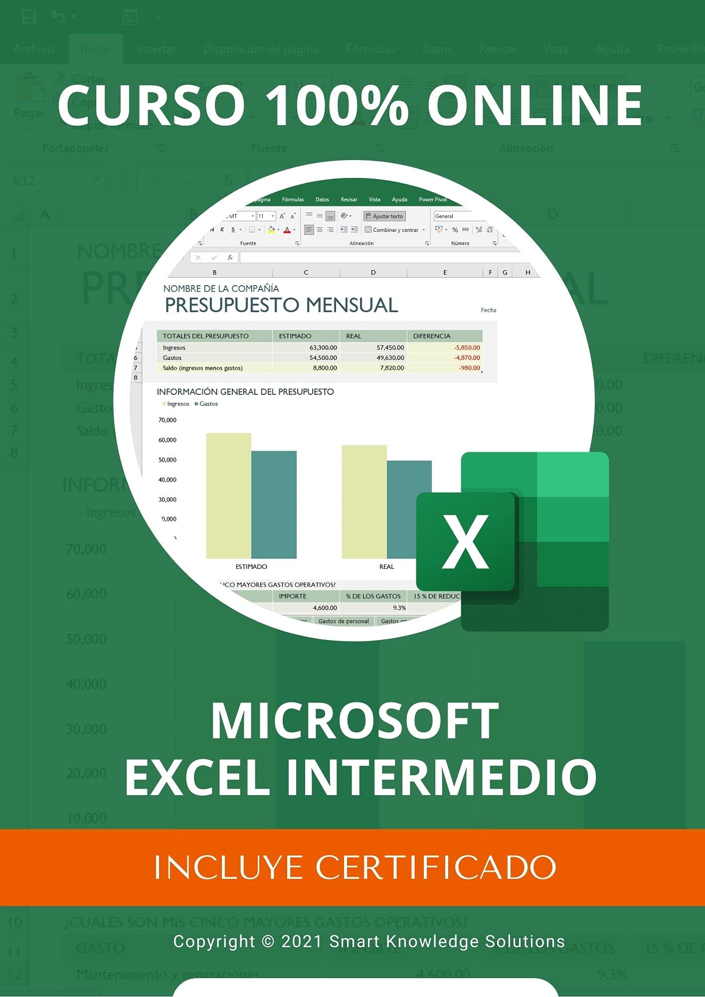 Curso Excel Intermedio Online | Aprende a automatizar resúmenes esquemas y tablas en Excel | Incluye Acceso al Curso Autoestudio+Practica Interactiva+Videos+Libro+Ejercicios Tipo+Certificado