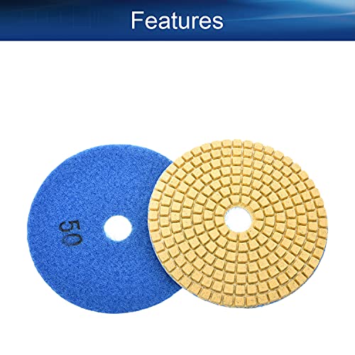 Auniwaig Diamond Polishing Pads 4 inch Wet Polishing Set,50 Grit Pads for Granite Stone Concrete Marble Floor Grinder or Polisher 3pcs