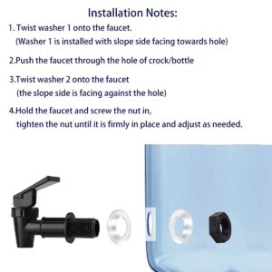 HUI NING Replacement Ceramic Dome Water Filter and Faucet Kit for Countertop,Household Water Bucket, Water Cooler Filtration Systems Water Pitcher (2 Dome Filters & 2 Black Taps)