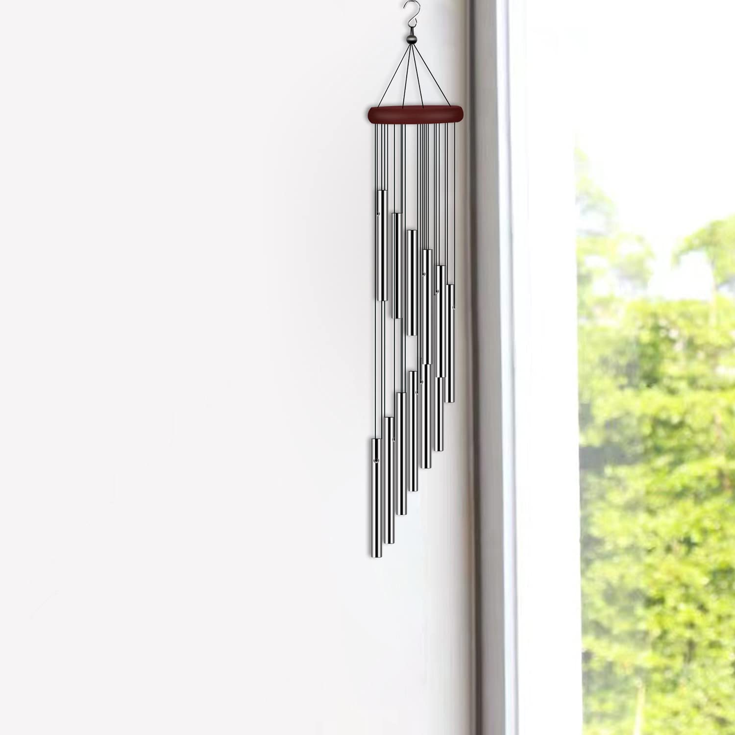 Wind Chimes for Outside, Sympathy Wind Chimes Outdoor Clearance with 12 Aluminum Alloy Tubes and Hook, Memorial Wind Chimes Gift Decoration for Home, Patio, Garden, Outdoor