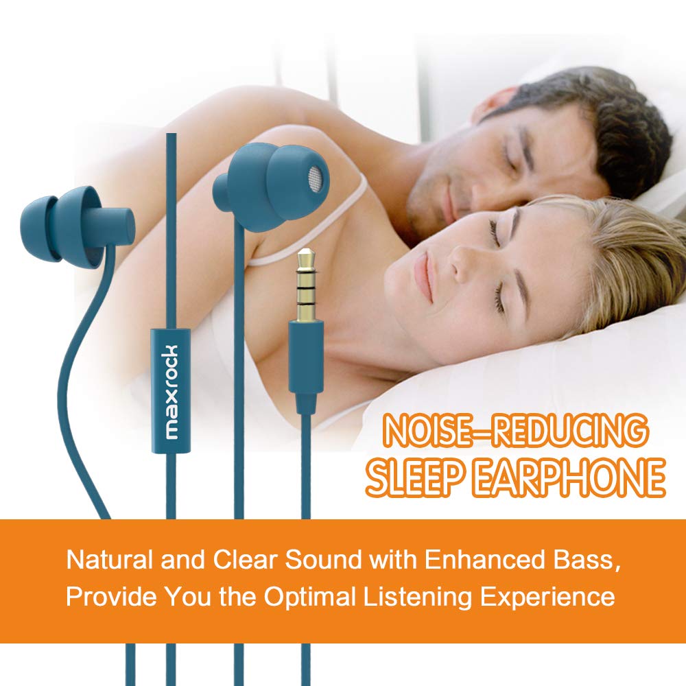 MAXROCK Sleep Earplugs - Noise Isolating Ear Plugs Sleep Earbuds Headphones with Unique Total Soft Silicone Perfect for Insomnia, Side Sleeper, Snoring, Air Travel, Meditation & Relaxation(wh) (Blue)