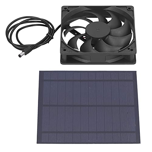 Mothinessto Solar Powered Fan, Solar Panel Kit with Fan Ventilator Monocrystalline Silicon Solar Cell Charger for Greenhouse Pet House Kennel Cooling defult