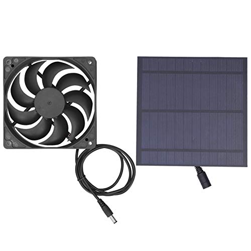 Mothinessto Solar Powered Fan, Solar Panel Kit with Fan Ventilator Monocrystalline Silicon Solar Cell Charger for Greenhouse Pet House Kennel Cooling defult