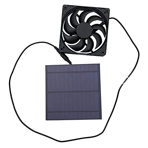 Mothinessto Solar Powered Fan, Solar Panel Kit with Fan Ventilator Monocrystalline Silicon Solar Cell Charger for Greenhouse Pet House Kennel Cooling defult