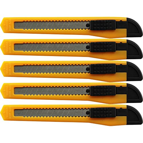 5x Bulk Small Yellow Utility Knife Box Cutters Snap Off Blade 9MM Blade