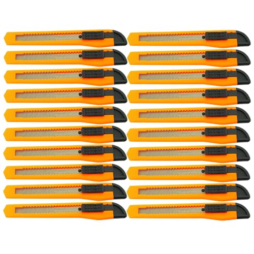 20x Bulk Small Neon Orange Utility Knife Box Cutters Snap Off Blade 9MM Blade