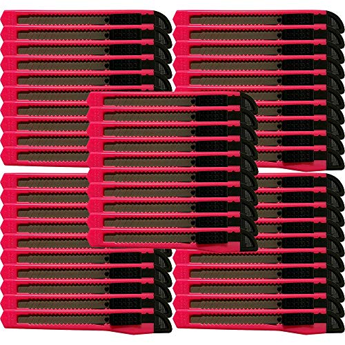 50x Bulk Small Neon Pink Utility Knife Box Cutters Snap Off Blade 9MM Blade