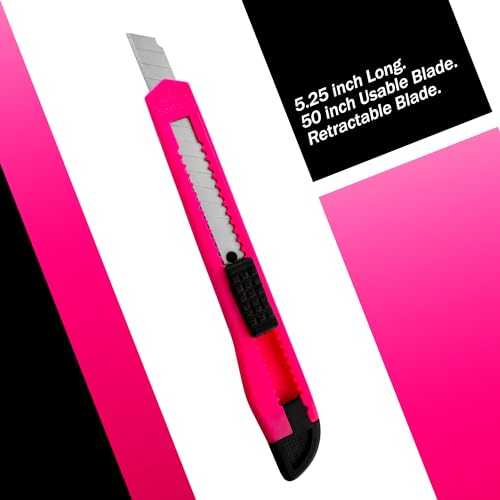 50x Bulk Small Neon Pink Utility Knife Box Cutters Snap Off Blade 9MM Blade