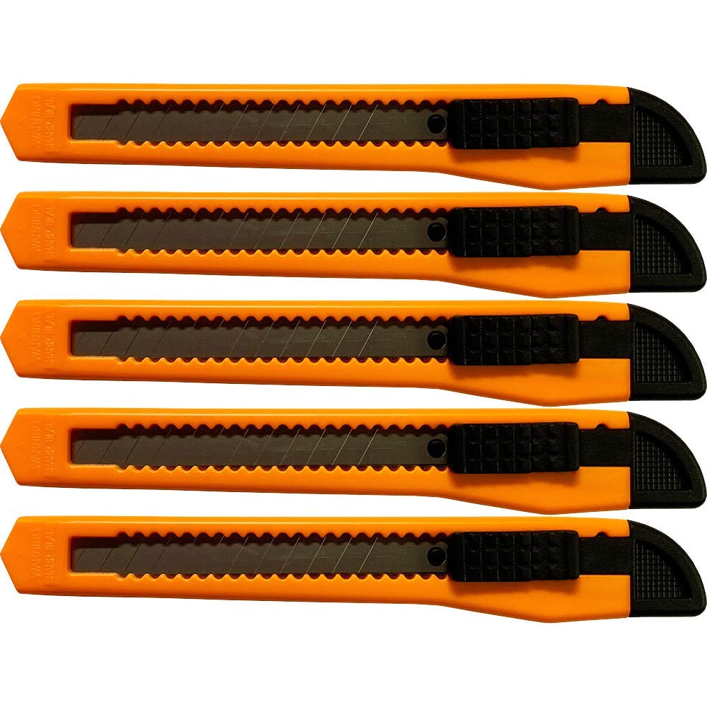 5x Bulk Small Neon Orange Utility Knife Box Cutters Snap Off Blade 9MM Blade