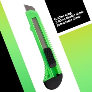 20 Safety Box Cutter Utility Knife Retractable Snap off Razor Blade NEON GREEN