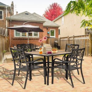 Crownland Patio Wrought Iron Dining Chairs Set of 4, Outdoor Bistro Stackable Metal Chairs with Armrests for Garden, Poolside, Backyard (Black)