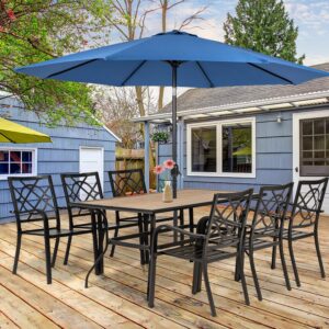 Crownland Patio Wrought Iron Dining Chairs Set of 4, Outdoor Bistro Stackable Metal Chairs with Armrests for Garden, Poolside, Backyard (Black)