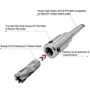 Industrial Tools Annular Cutter Arbor, Fauge Annular Cutter Arbor with Morse Taper MT2 for 3/4 Inch Weldon Shank Annular Cutters Extension on Drill Press