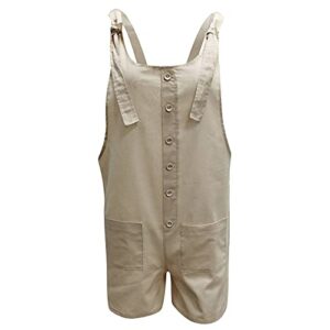 Sdeycui Women's Overalls Shorts Sleeveless Casual Jumpsuit Rompers with Pockets(Beige, M)