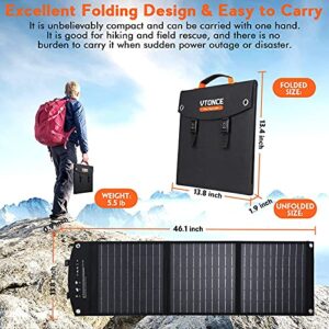 VTONCE 60W Solar Panel, Portable Foldable Solar Charger Kit with PD60W / USB QC3.0 / 18V DC Output for Power Station Generator, Phones, Laptops, Suitable for Outdoor, RV Travel, Camping and Home