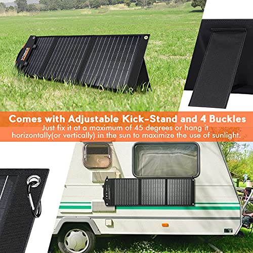 VTONCE 60W Solar Panel, Portable Foldable Solar Charger Kit with PD60W / USB QC3.0 / 18V DC Output for Power Station Generator, Phones, Laptops, Suitable for Outdoor, RV Travel, Camping and Home