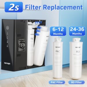 Vortopt Reverse Osmosis System Tankless - RO Water Filter System Under Sink,600GPD Fast Flow,TDS Reduction,1.5:1 Pure to Drain,Smart Facuet Reminder,Water Purifier,QR03