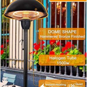 Star Patio Outdoor Heater, Outdoor Heater, 1500W Infrared Heater with Dome Shape and Hammered Bronze Finish, Adjustable Height Outdoor Heater, STP1566-B-S-N1