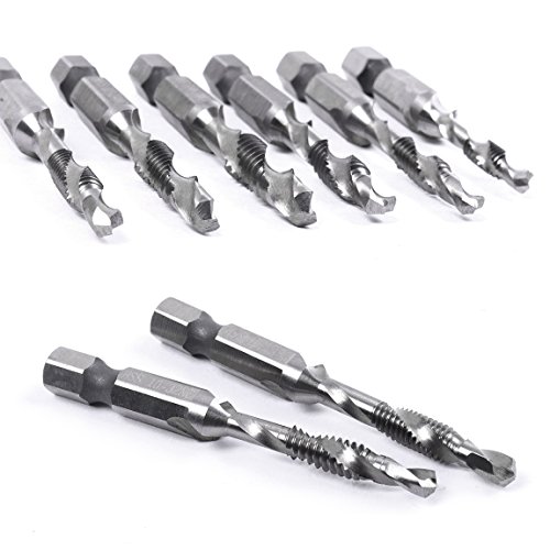 szgate 5PCS Combination Drill Tap Bit Set Screw Tapping Hex Shank HSS MetricImperial Plug Drill Bits Hand Tools 8-32NC, 8-32NC( 4.2mm)