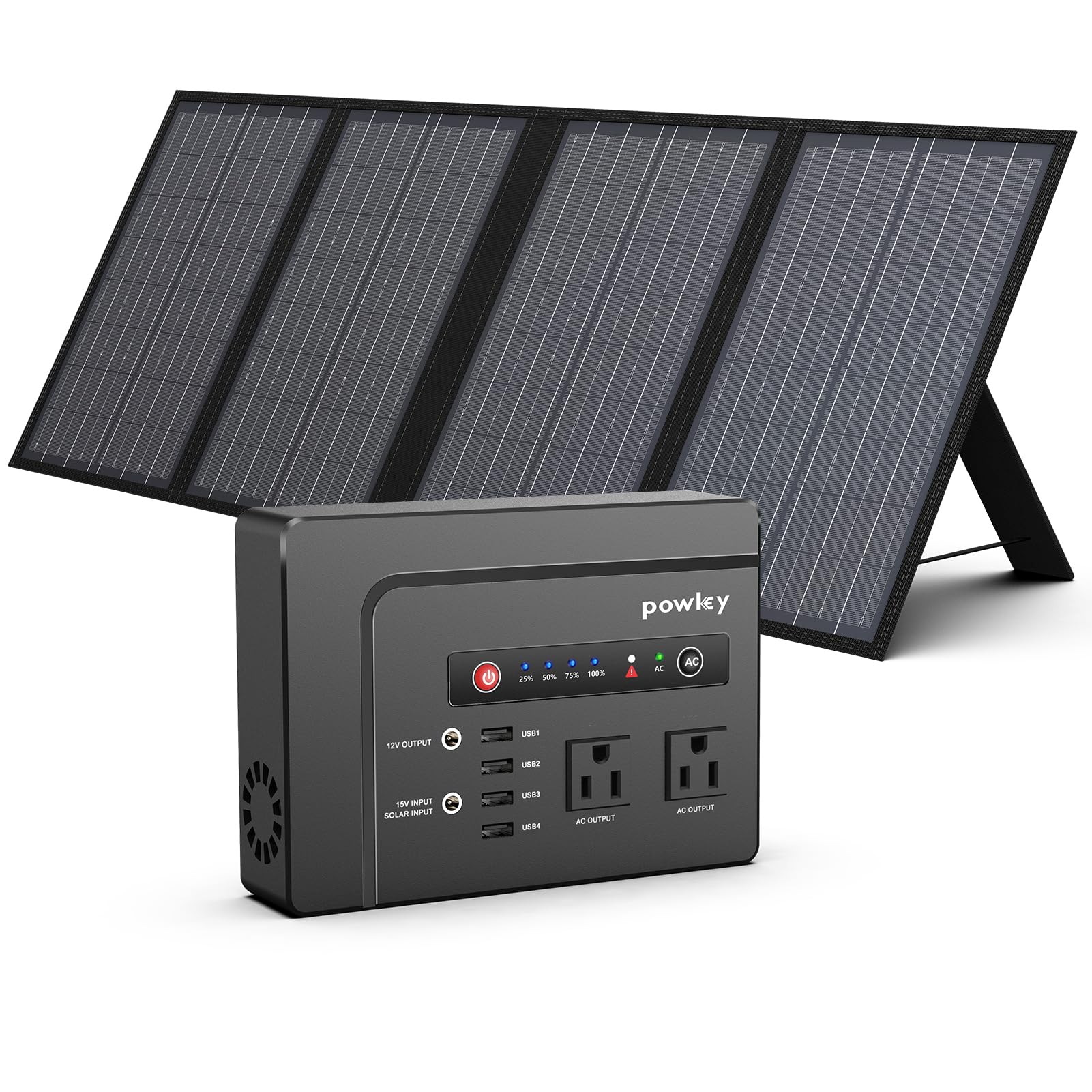 200W Solar Generator, 146Wh Portable Power Station with Pure Sine Wave AC Outlet, 39600mAh Backup Lithium Battery, 60W Solar Panel Charger for Home Emergency Outdoors Camping Travel