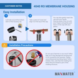 Max Water - Stainless Steel, Heavy Duty - Reverse Osmosis 4040 Membrane Housing - 4" x 40" good for industrial use - 4040 housing