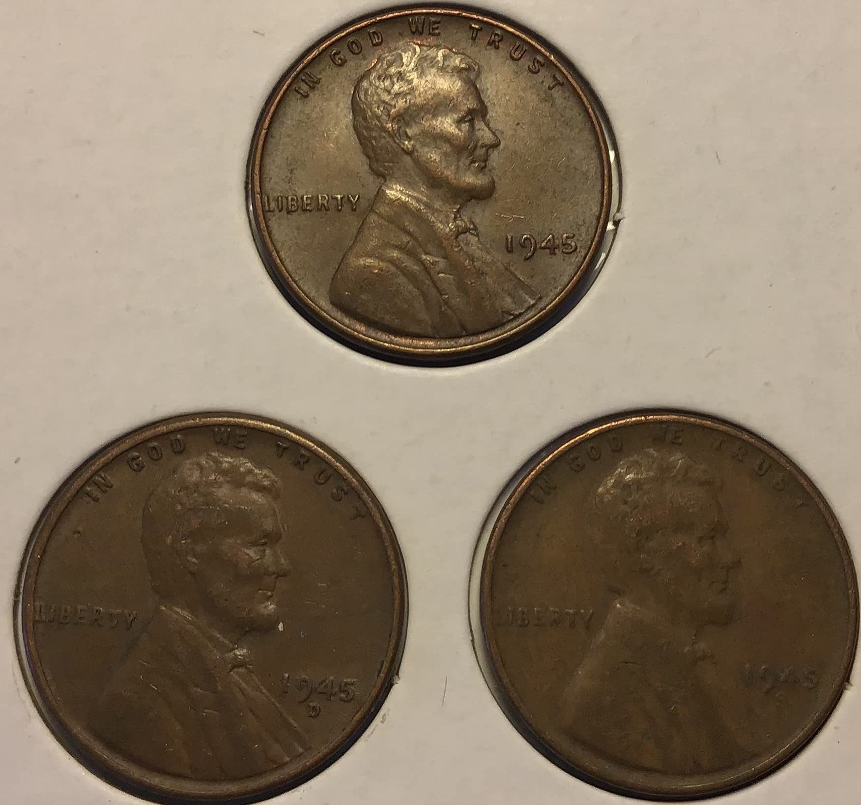 1945 P D S Lincoln Wheat Penny Cent PDS set Penny Seller Very Fine