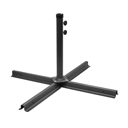 WO Home Furniture Portable Beach Patio Sunshade Stand Umbrella Base Stand Holder, Steel Universal Cross Base Stand Anchor Kit (Stand Only) (Black)