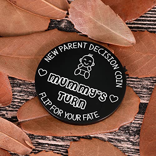 Funny Decision Coin New Mom Dad To Be New Parent Gifts for Pregnant Women First Time Mommy Daddy Birthday Gift for Men Husband Wife Expecting Mother Fathers Day New Baby Present Double-Sided Christmas