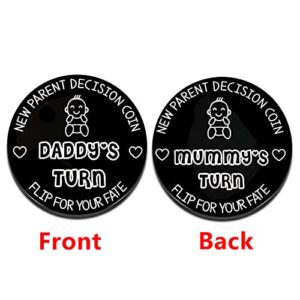 Funny Decision Coin New Mom Dad To Be New Parent Gifts for Pregnant Women First Time Mommy Daddy Birthday Gift for Men Husband Wife Expecting Mother Fathers Day New Baby Present Double-Sided Christmas