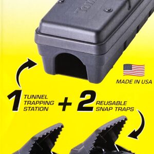 Tomcat Motomco Tunnel Trapping System - Full CASE Bait Station and Trap Station Includes 8 Individual Reusable Snap Traps | 4 Individual Tunnels in Set | Made in USA