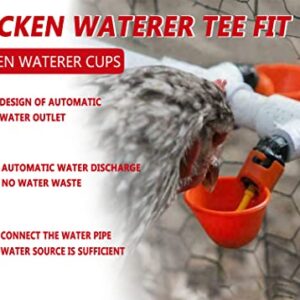 Hfarming Chicken Waterer Cups, Pack of 6 Chicken Waterer PVC Tee Fittings, with 1/8 Inch FTP Threads, Automatic Chicken Waterer for Chicken Ducks Quail Bird