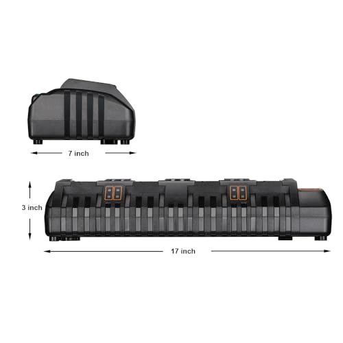 Hipoke DCB104 20V MAX Dewalt Battery Charger, 4-Ports Rapid Charger Replacement for DCB102 DCB102BP DCB104 DCB118, Compatible with Dewalt Lithium-ion Battery DCB206 DCB205 DCB204 DCB203 DCB201 DCB120