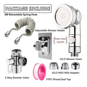 Roscid Sink Faucet Sprayer Attachment Set, Kitchen Bathroom Pet Bathing Shower Head with 9.8ft Hose and G1/2 / M22 / M24 Faucet Adapters, Hair Washing, Dog Shower and More (Faucet Not Included)