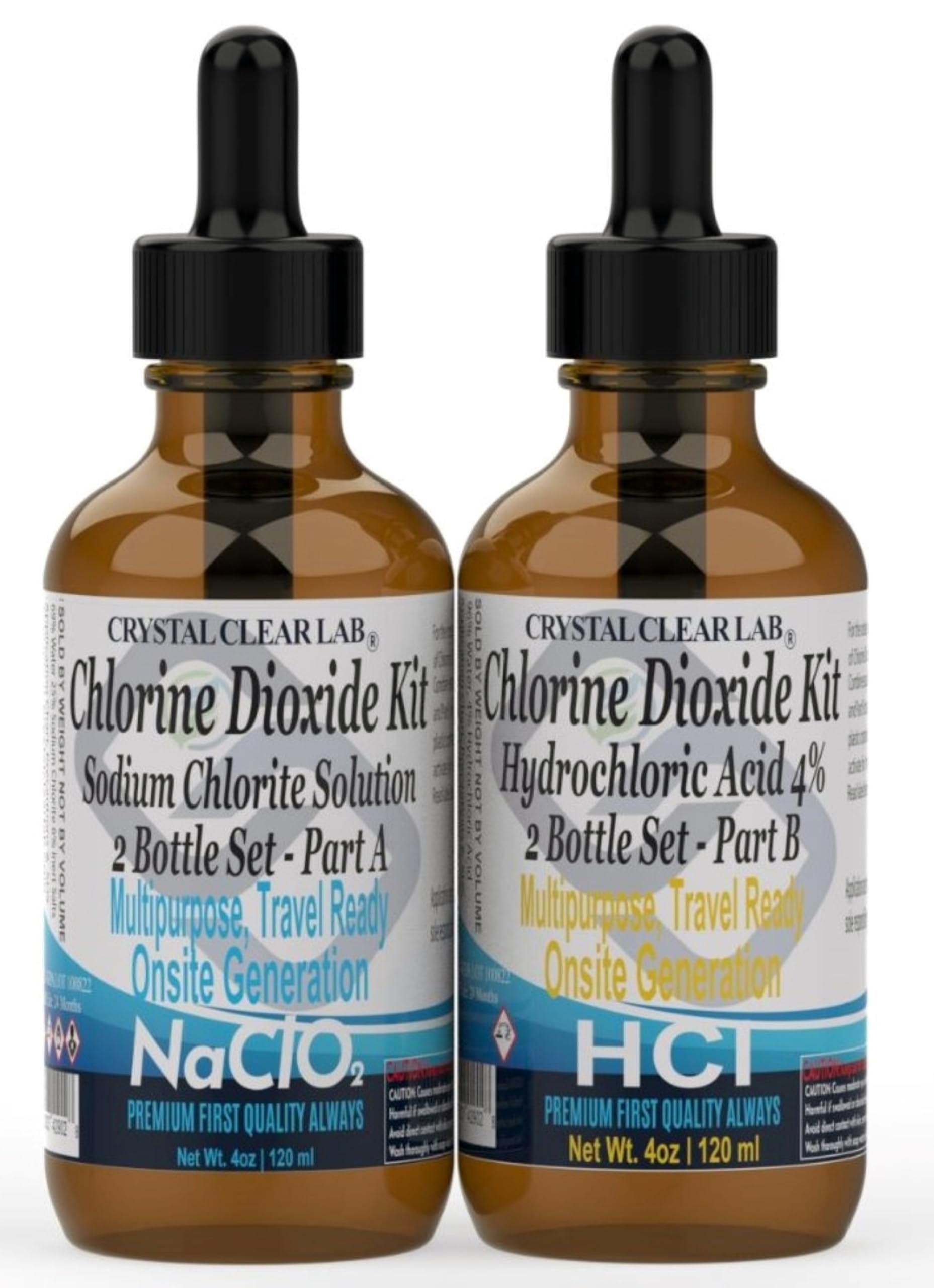 Crystal Clear Lab CD Kit with Hydrochloric Acid 4-5% (HCl) : Sodium Solution 2 Part A and B, 4 Fl Oz, Pack of 2