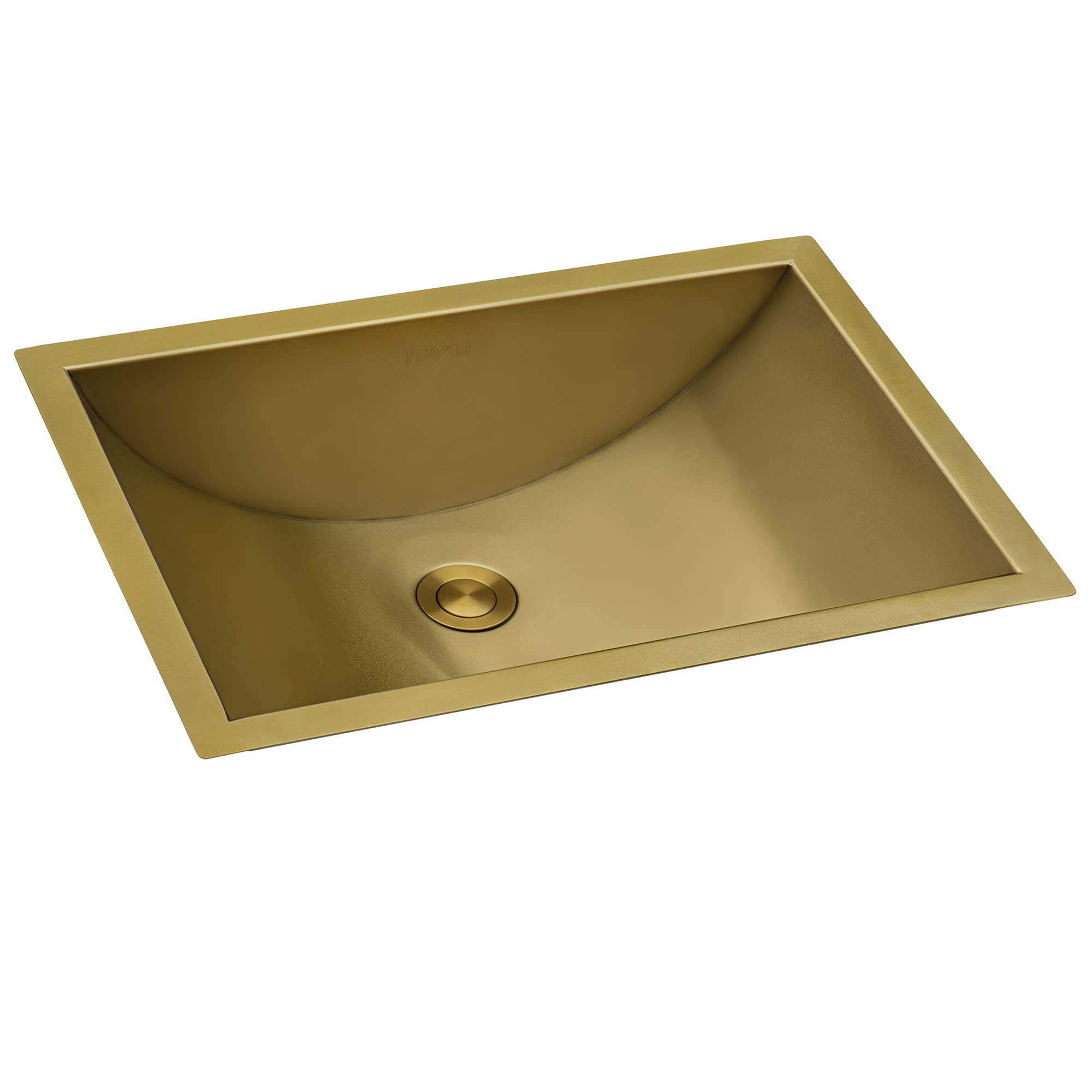 Ruvati Satin Gold Brass Tone Undermount Bathroom Sink 16 x 11 inch Stainless Steel - RVH6107GG