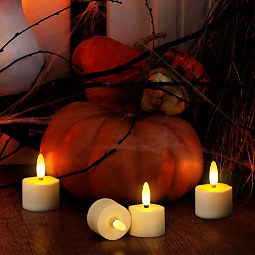 12 PCS Rechargeable Flameless Tea Lights Candles Flickering with Remote Timer and 2 USB Charging Cables, 3D Wick Battery Operated Led Decorative Candle Lights for Home, Halloween, Christmas Decor