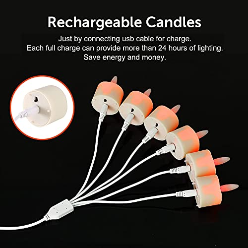 12 PCS Rechargeable Flameless Tea Lights Candles Flickering with Remote Timer and 2 USB Charging Cables, 3D Wick Battery Operated Led Decorative Candle Lights for Home, Halloween, Christmas Decor