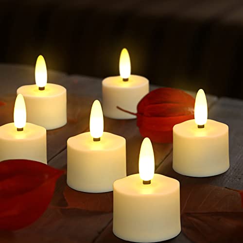 12 PCS Rechargeable Flameless Tea Lights Candles Flickering with Remote Timer and 2 USB Charging Cables, 3D Wick Battery Operated Led Decorative Candle Lights for Home, Halloween, Christmas Decor