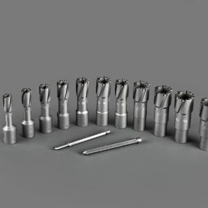 Annular Cutter Set Carbide TCT 13 pcs JESTUOUS 3/4 Inch Weldon Shank 1-3/8 Cutting Depth and Cutting Diameter from 1/2 to 1-1/8 Two Flat Bit for Drill Press with 2 Pilot Pins