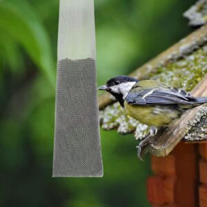 5 Pieces Thistle Sock Bird Feeder Thistle Seed Feeder Socks Thistle Feeder for Finches Finch Feeder Mesh Socks Bird Sack Feeders with Folding Food Funnel for Garden Yard Outdoor (White, 4 x 16 Inch)