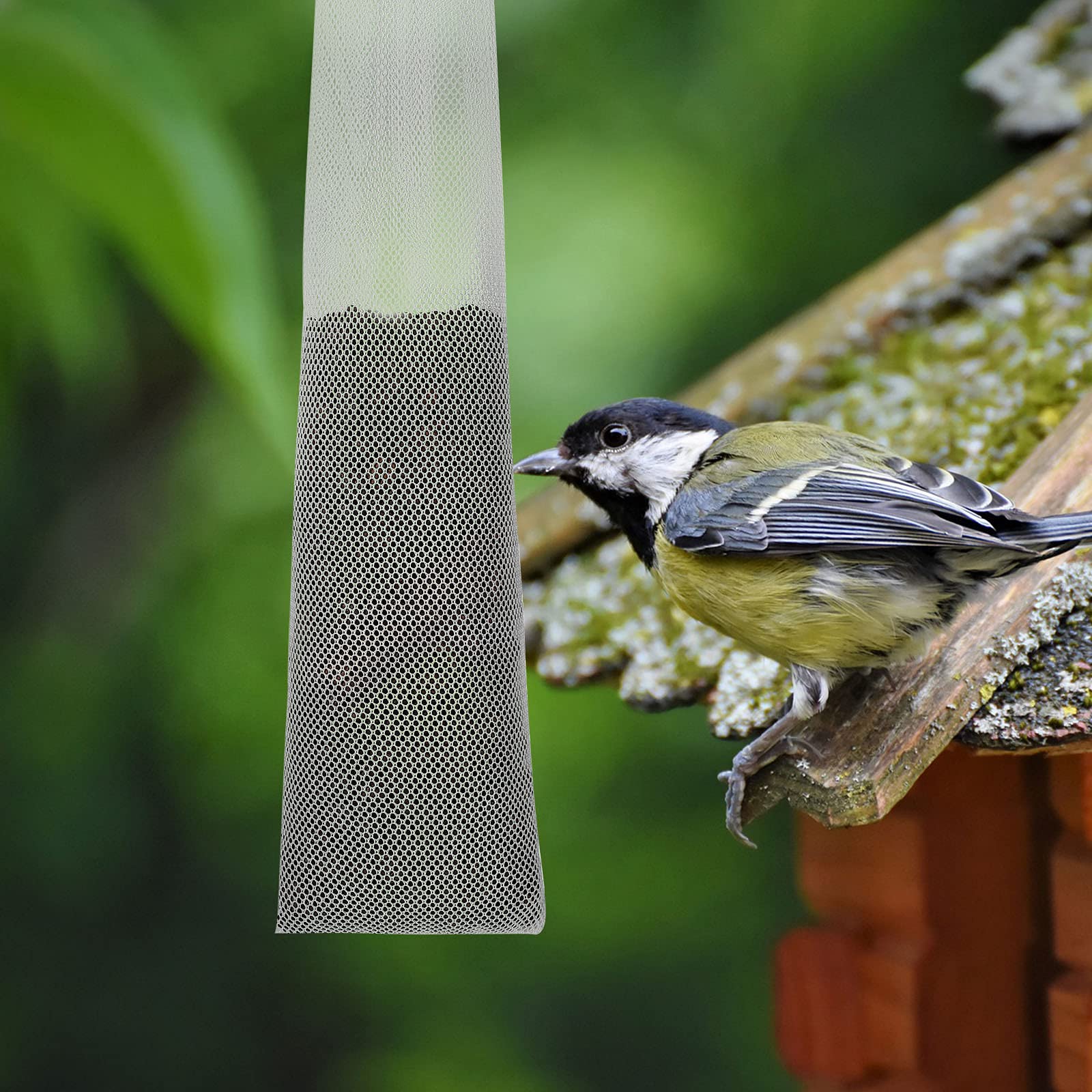 5 Pieces Thistle Sock Bird Feeder Thistle Seed Feeder Socks Thistle Feeder for Finches Finch Feeder Mesh Socks Bird Sack Feeders with Folding Food Funnel for Garden Yard Outdoor (White, 4 x 16 Inch)