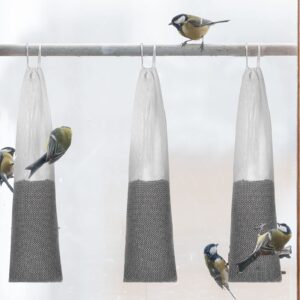 5 Pieces Thistle Sock Bird Feeder Thistle Seed Feeder Socks Thistle Feeder for Finches Finch Feeder Mesh Socks Bird Sack Feeders with Folding Food Funnel for Garden Yard Outdoor (White, 4 x 16 Inch)