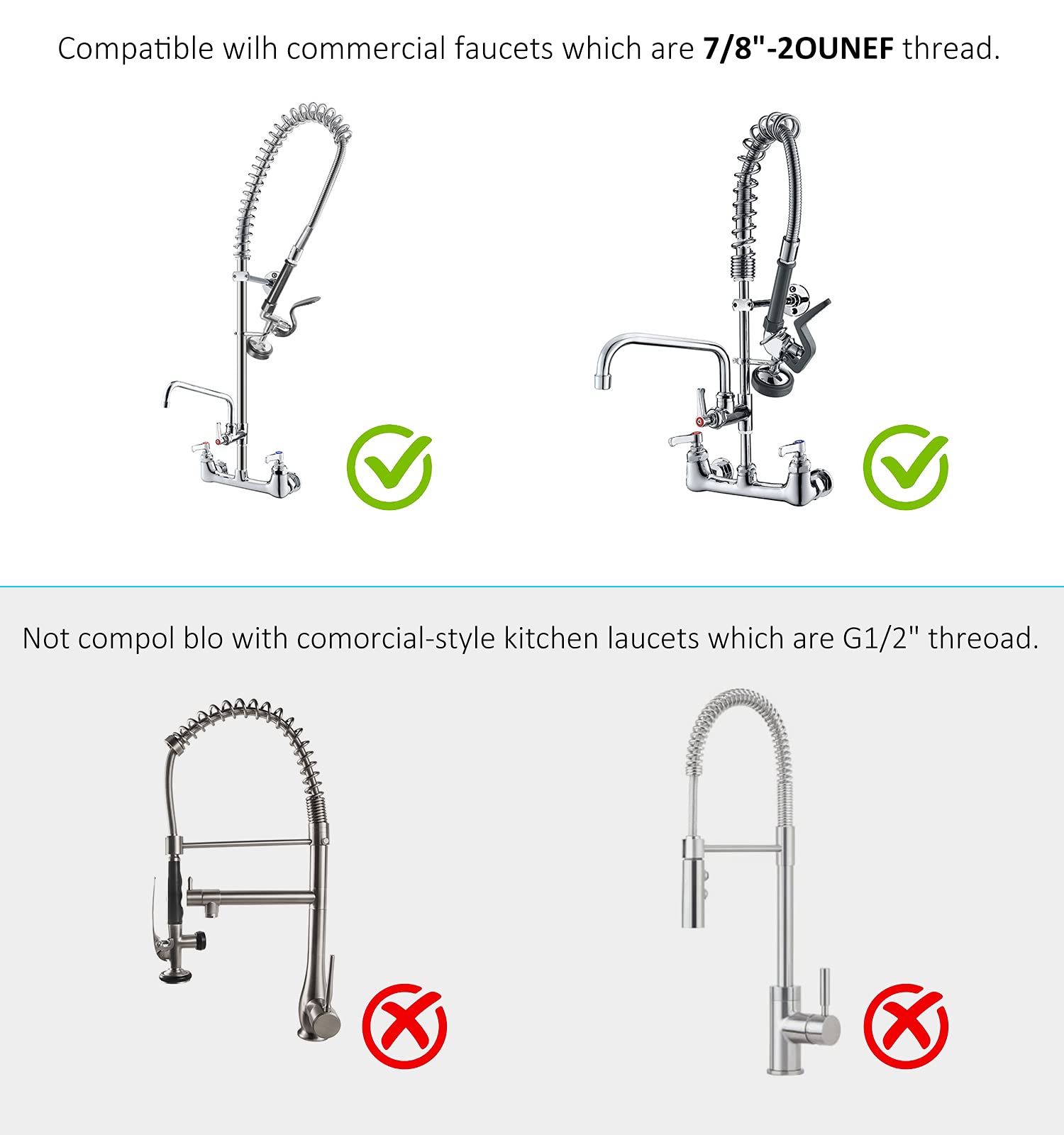 MSTJRY Commercial Sink Sprayer Pre Rinse Sprayer Valve with Handle Grip Assembly,1.42 GPM High Pressured Commercial Dish Sprayer for Replacement Kit of Commercial Faucet, Polished Chrome （Gray）