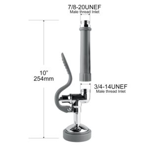 MSTJRY Commercial Sink Sprayer Pre Rinse Sprayer Valve with Handle Grip Assembly,1.42 GPM High Pressured Commercial Dish Sprayer for Replacement Kit of Commercial Faucet, Polished Chrome （Gray）