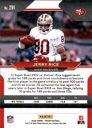 2020 Panini Prizm #291 Jerry Rice San Francisco 49ers NFL Football Trading Card