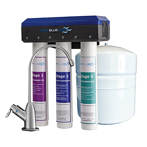 Pure Blue 3-Stage 1:1 80 GPD Certified Reverse Osmosis Water Filtration System